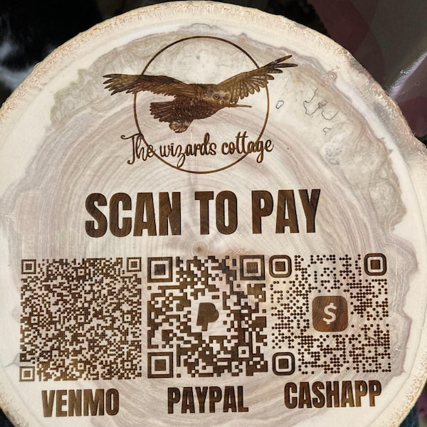 QR Code Wood Slice Social Media Sign - Airbnb Vrbo Signage - Social ...