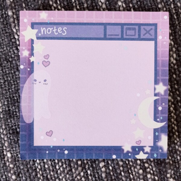Ghost Night Digital Vaporwave Memo Note Pad / Cute Kawaii Stars - Etsy