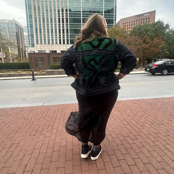 Unique Oversized Custom Black Denim Outer Space Jacket With Sheer Lace ...