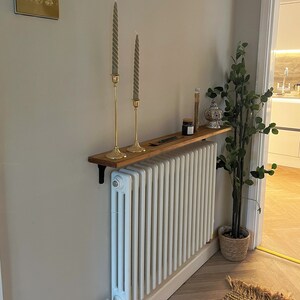 Rustic Solid Wood Radiator Shelf With Cast Iron Brackets - Etsy