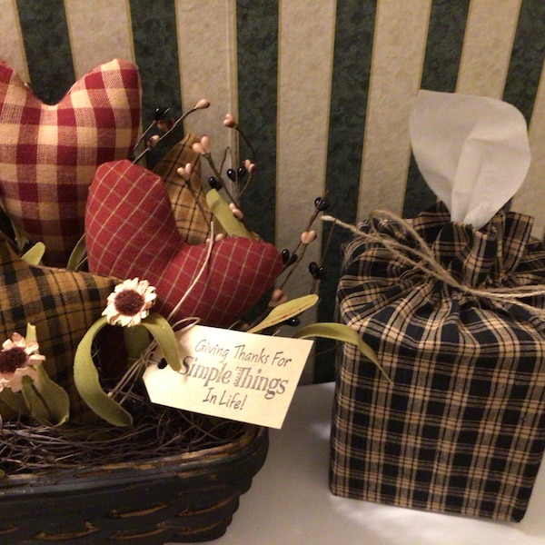Primitive Tissue Box Cover, Farmhouse Tissue Box Cover - Etsy