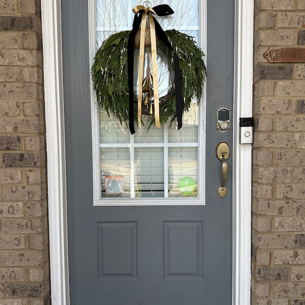 Neutral Boho Fall Foliage and Velvet Pumpkin Wreath for Front Door ...