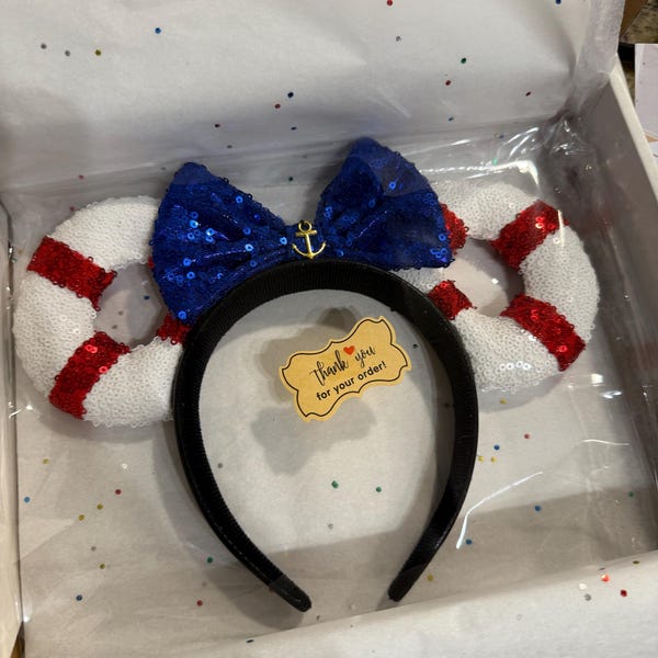 Cruise Line Buoy Mouse Ears | Cruise Line Ears | Lifebuoy Ears | Sequin ...