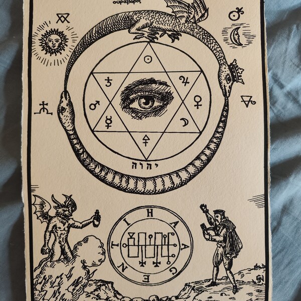 Uroboros & All Seeing Eye, Alchemy, Hermetism, Gnosis, Antique Print ...