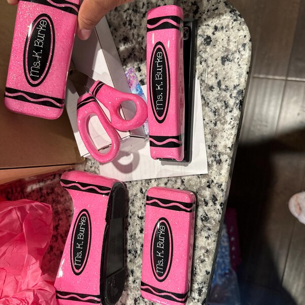 Leopard Desk Set - Custom Ombre Office Supplies | Glitter Stapler ...