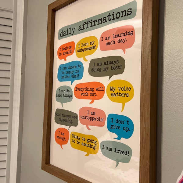 Positive Affirmations for Kids, Classroom Art, Motivational Poster ...