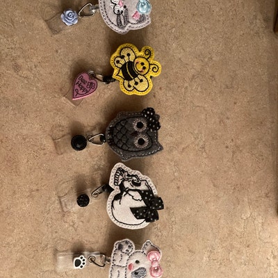 Badge Reel Owl Badge Reel Gray Owl Badge Reel Designer - Etsy