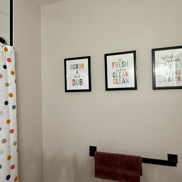 Kids Bathroom Wall Prints, Bathroom Art Set, Set of 5, Splish Splash ...