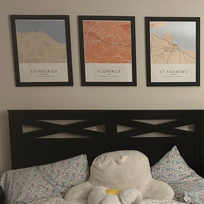 Set of 3 Custom Maps, City Map Prints, Custom Map Print, Custom Any ...