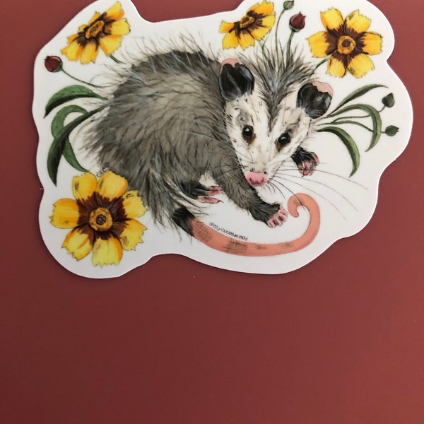 Sticker: Yellow Swamp Flower Possum Opossum Planner, Craft, Vinyl Art ...