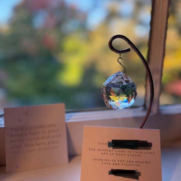 Tabletop Memorialight Crystal W/stand- Sympathy Grief Gift Rainbow ...