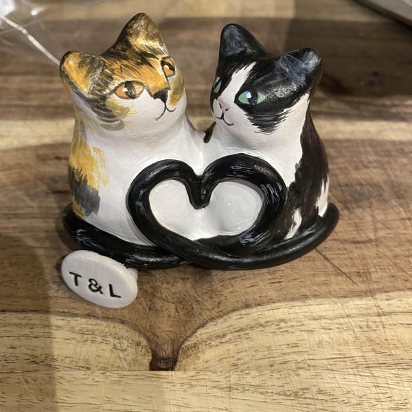 Custom Cats Wedding Cake Topper With Custom Initials Anniversary ...
