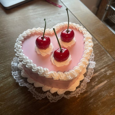 Heart Fake Cake Sprinkle Cherry Mirror White Hangable - Etsy