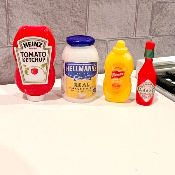 Miniature 1:6 Playscale Sauce, Condiments, Hot Sauce, Mini Mayonnaise ...