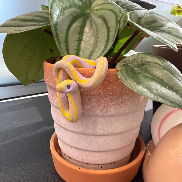 Lavender Lemonade Snake Pot Pal Figurine | Polymer Clay Reptile | House ...