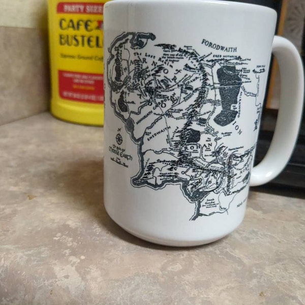 Middle Earth Map Tumbler 20oz Black Lord of the Rings Gift LOTR Coffee ...