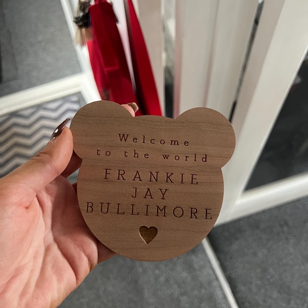 Welcome to the World Sign - Personalised Baby Arrival Sign - Teddy Bear ...