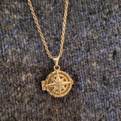 Engraved Working Compass Necklace Personalized Sterling Silver Compass ...