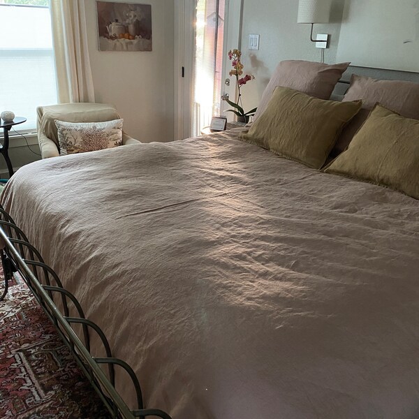 Tie Top Linen Curtain Panel, Semi-sheer Washed Linen Curtains, Custom ...