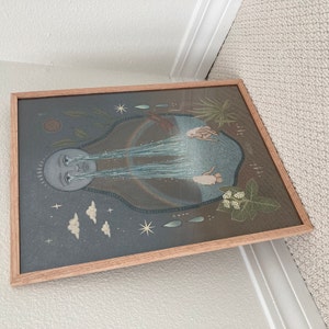 Spiritual Art Print Moon Phase Illustration Boho Gift Idea Blue Folk ...