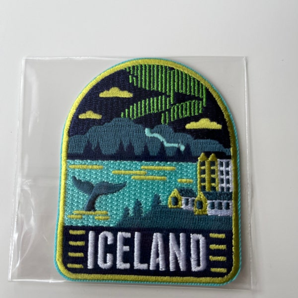 Iceland Travel Patch Embroidered Iron on Sew on Badge Souvenir Applique Motif Flag City Country ...