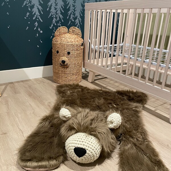 Regular Size Cappuccino Grizzly Bear Rug Best for Nursery and Camping ...