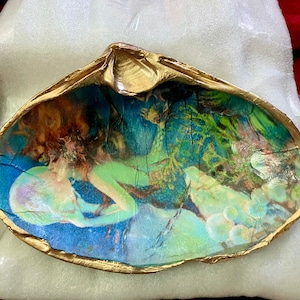 Decoupage Clam Shell Music Notes Beach Decor Handmade Ring - Etsy