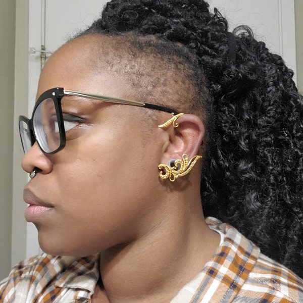 Pair of Ear Cuffs Thalassa Metal Ear Cuffs With Torquoise Color Seed ...