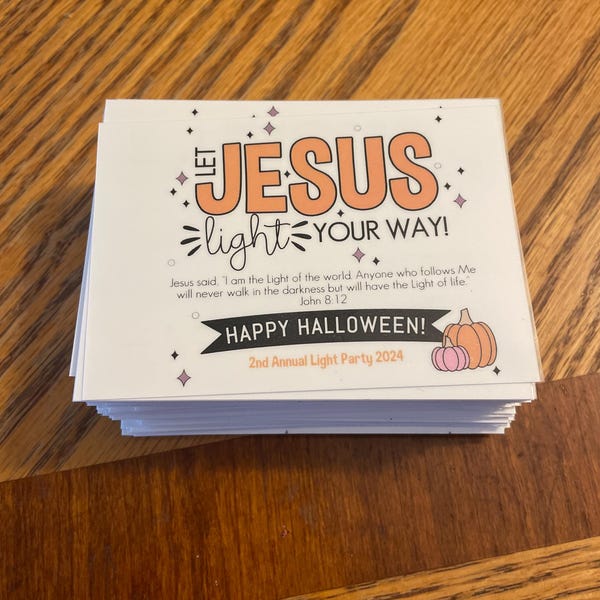 EDITABLE - Glow Stick Gift Tags - Let Jesus Light Your Way Halloween ...