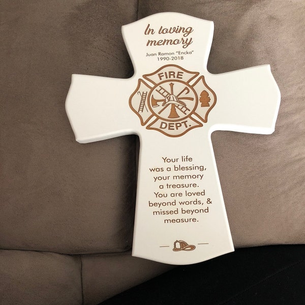 Personalized Wood Cross Fireman Memorial Cross , First Responder ...