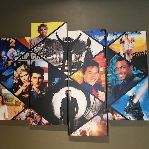 Movie Collage Wall Art Framed, Classic Movie or TV Show Canvas Poster ...