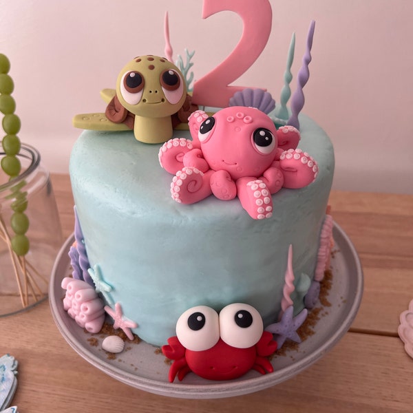 Fondant Octopus Animal Creature Cake Topper Ocean Under the Sea Beach ...