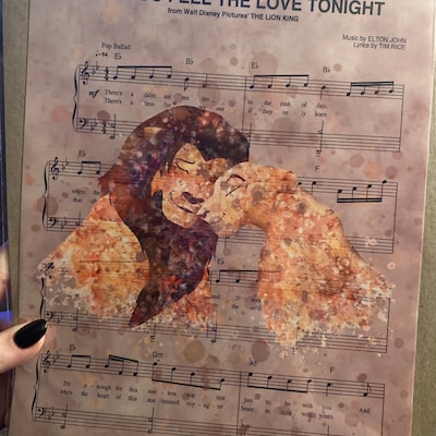 Lion King Poster, Simba and Nala Wedding Gift, Watercolor Can You Feel ...