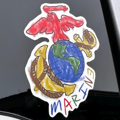 USMC Distressed American Flag Vinyl Sticker Marine Corps Sticker ...