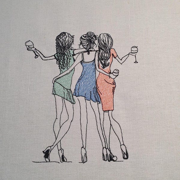 Girls Embroidery Design, Best Friends Girlfriends and Party Motif ...