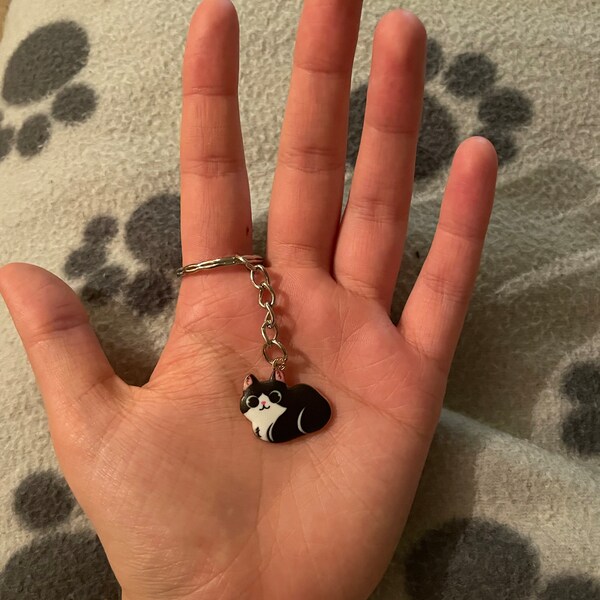 Mini Black Cat and Flowers Metal & Enamel Novelty Key Ring - Etsy