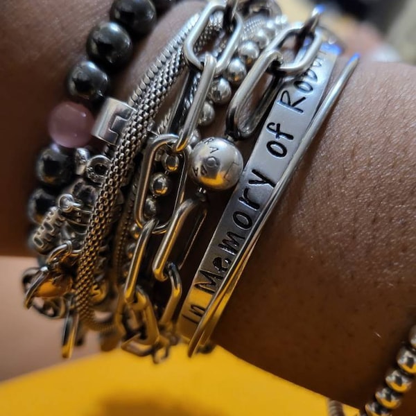 EXTRA LARGE Hand Stamped Personalized Bracelet, XL Women's Bracelet ...