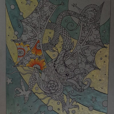 Lucky Dragon Downloadable PDF Coloring Page by Ruby Charm Colors ...