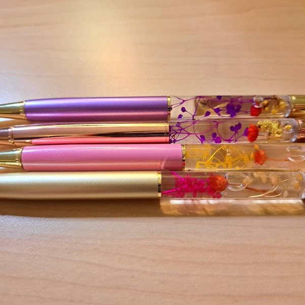 Floral Liquid Pen, Dried Flower Luxury Design, Flower Ballpoint Pen ...