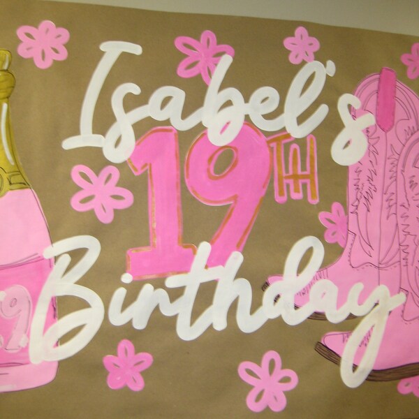 Butcher Sign Birthday Banner Kraft Paper Banner Custom Hand Painted ...