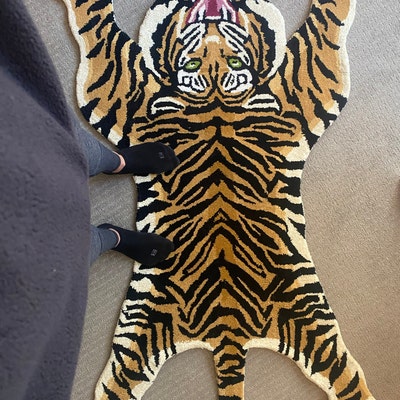 Tufted Tiger Rug Wool/ Tiger Rug 3x5 / Animal Rug for Living Room ...