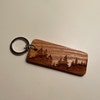 Treeline Engraved Wood Keychain - Oak Laser Engraved Keychain - Etsy