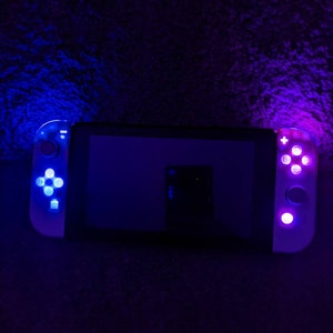 Custom Joy-con LED MOD White With Backlit Clear Buttons Nintendo Switch ...