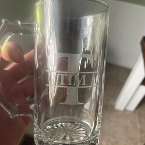Engraved Split Monogram Beer Mug Glass, Custom Beer Glass,personalized ...