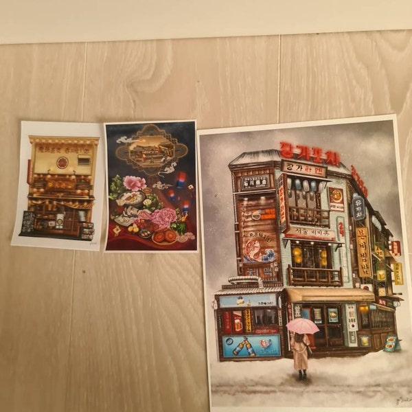 Korean Art / Sunset in Bukchon Hanok Village/ Seoul Sunset,korean Wall ...
