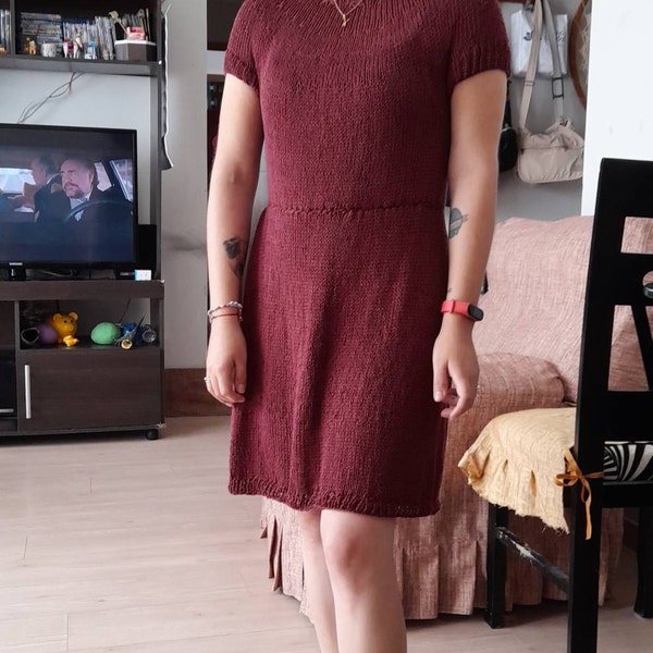 Knitting Pattern Easy Eyelet Yoke Dress Pattern Beginner Yoke Dress