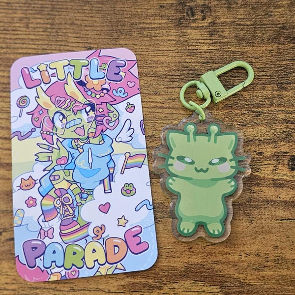 ALIEN CAT Gleep Glorp Green Alien Cat Acrylic Keychains | Cute Acrylic ...