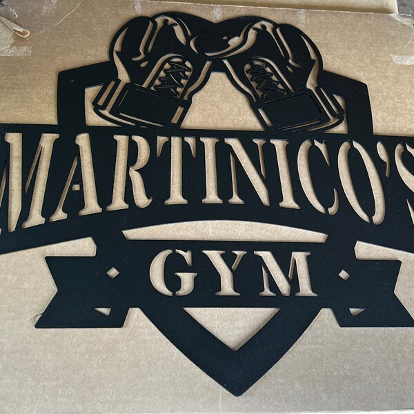 Gym Boxing Gloves Monogram, Personalized Home Gym Sign, Custom Metal ...