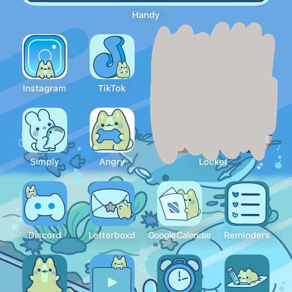 Aquarium Ocean Animals Phone Icon Set Cute Aquarium Ocean Sea Theme ...