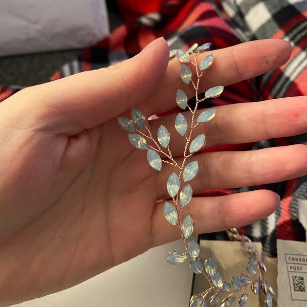 Boho Opal Crystal Wedding Hair Accessory Crown, Headband or Halo Wreath ...